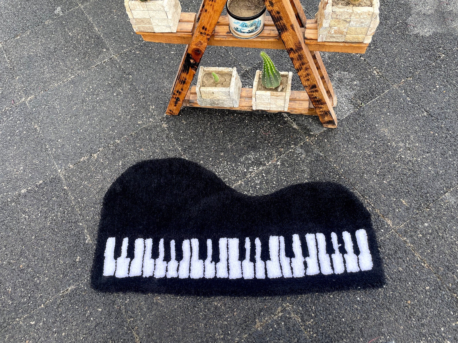 Piano Hand Tufted Rug | Keyboard Runner Rug | Black White Mat | Custom ...
