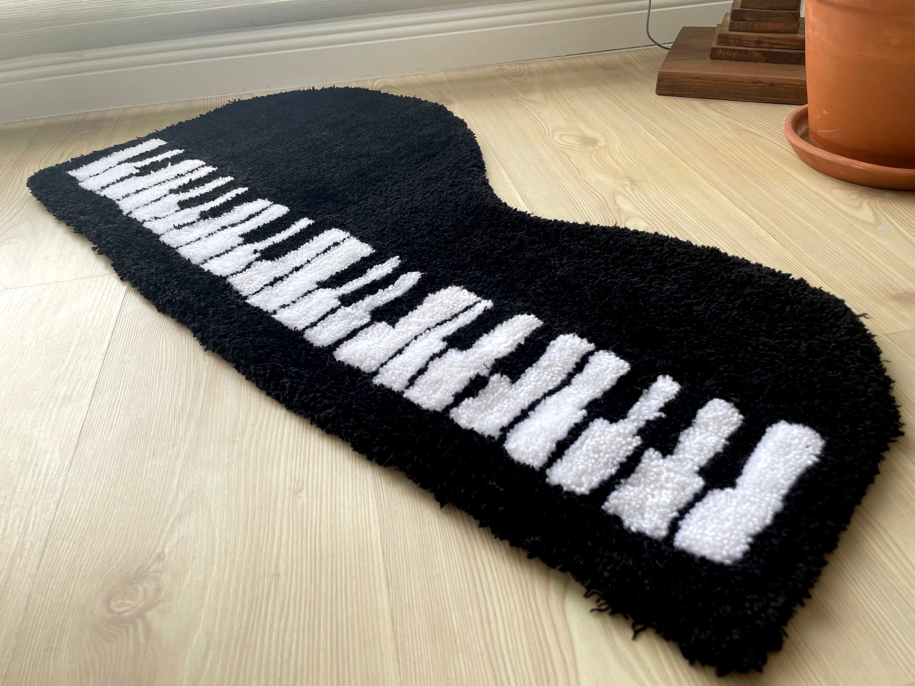 Piano Hand Tufted Rug | Keyboard Runner Rug | Black White Mat | Custom ...