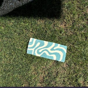 Wavy Blue White Keyboard Rug | Modern Desk Decor | Aesthetic Work Desk ...