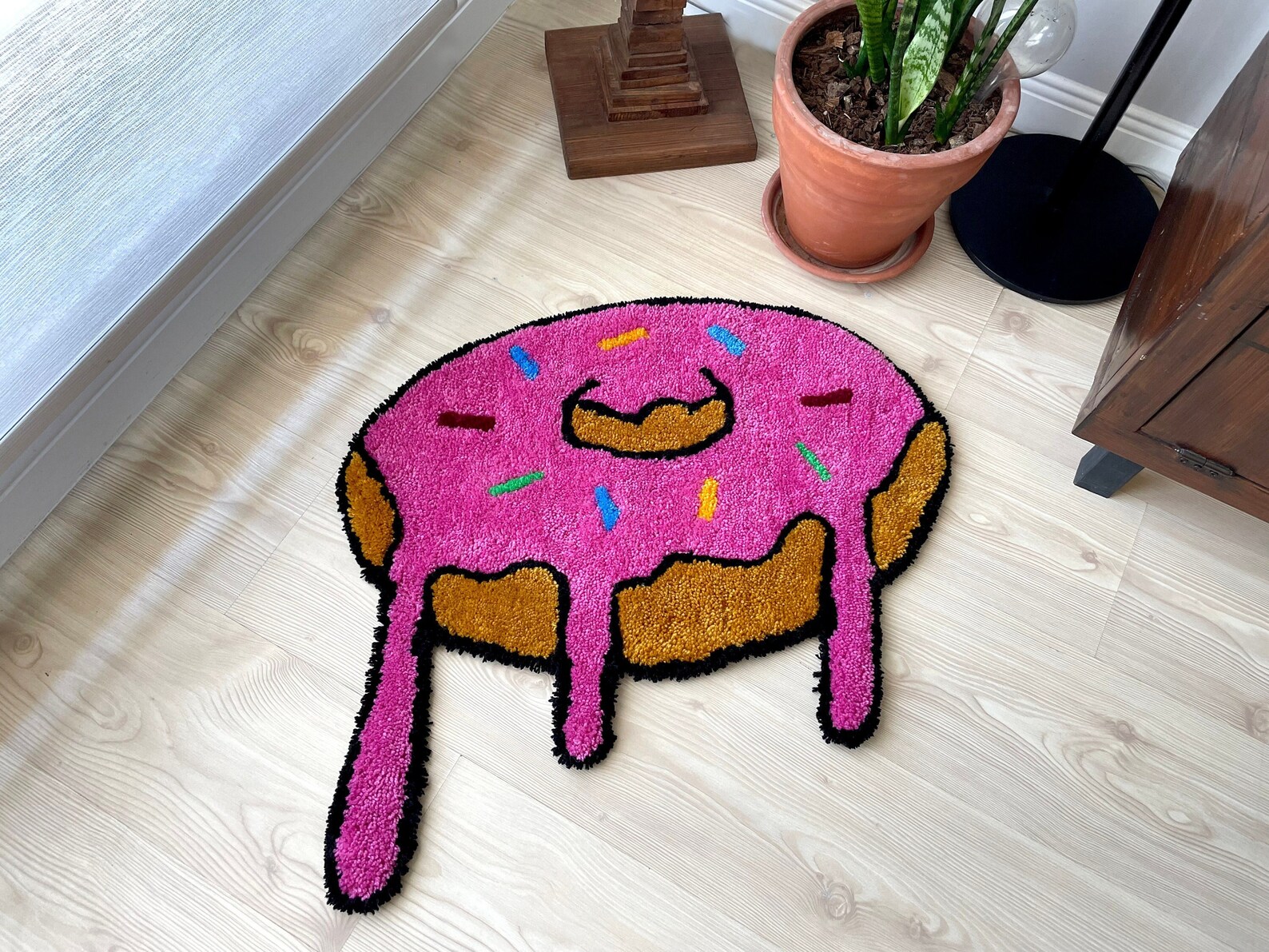 Melting Donut Hand Tufed Rug | Pink Abstract Rugs | Dining Door Mat ...