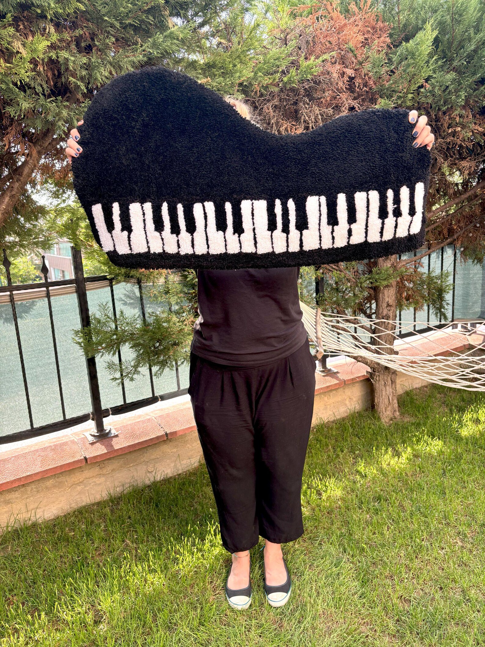 Piano Hand Tufted Rug | Keyboard Runner Rug | Black White Mat | Custom ...