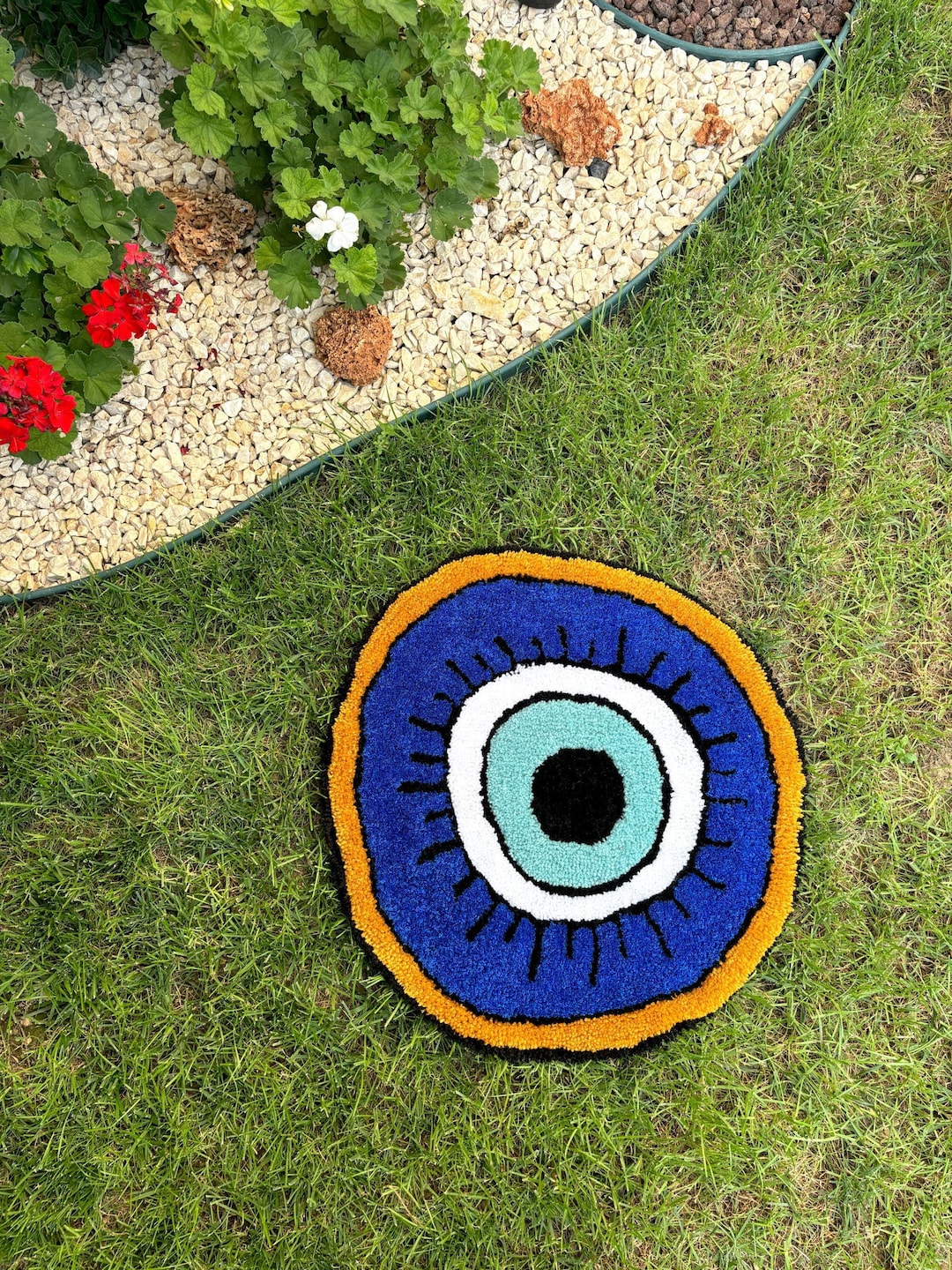 Evil Eye Tufted Rug | Handmade Colorful Eye Rug | Circle Third Eye ...