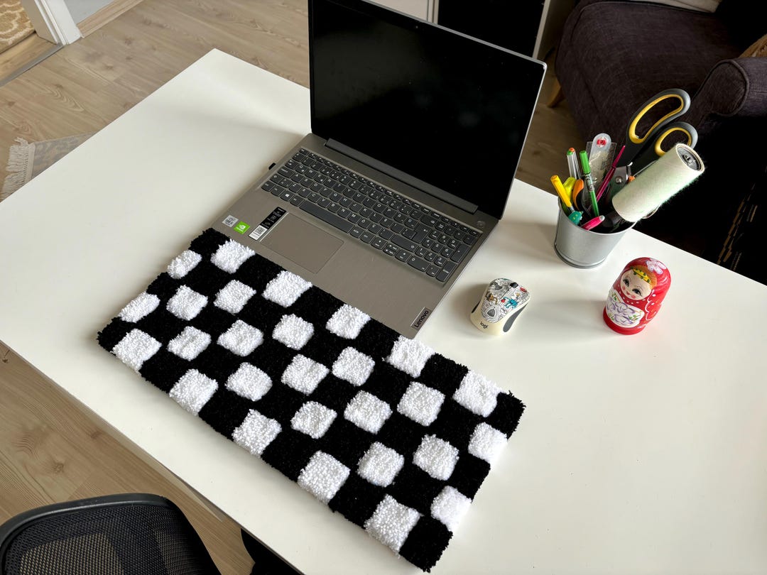 Checker Keyboard Rug, Black and White Checkered, Classic Office Decor ...