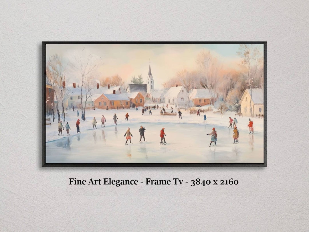 Winter Ice Skating Oil Painting for Samsung Frame TV (digital Download ...