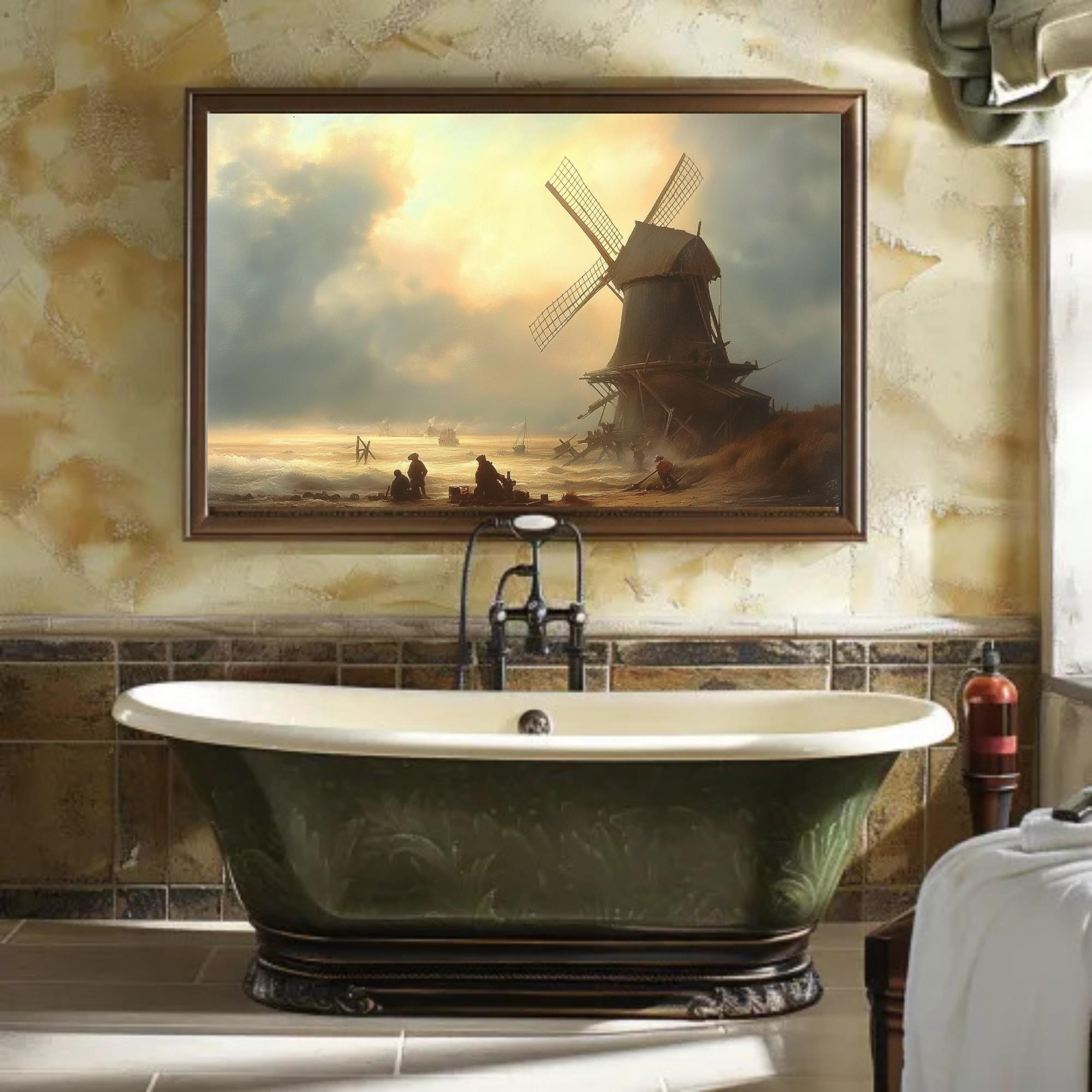 Victorian Windmill TV Frame Art: Seashore Landscape (JPG File ...