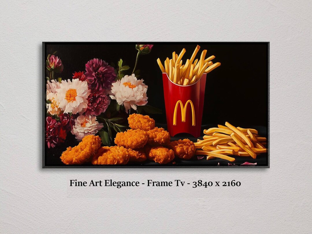 Fries and Flowers Still Life Oil Painting: Samsung TV Frame Art (JPG ...