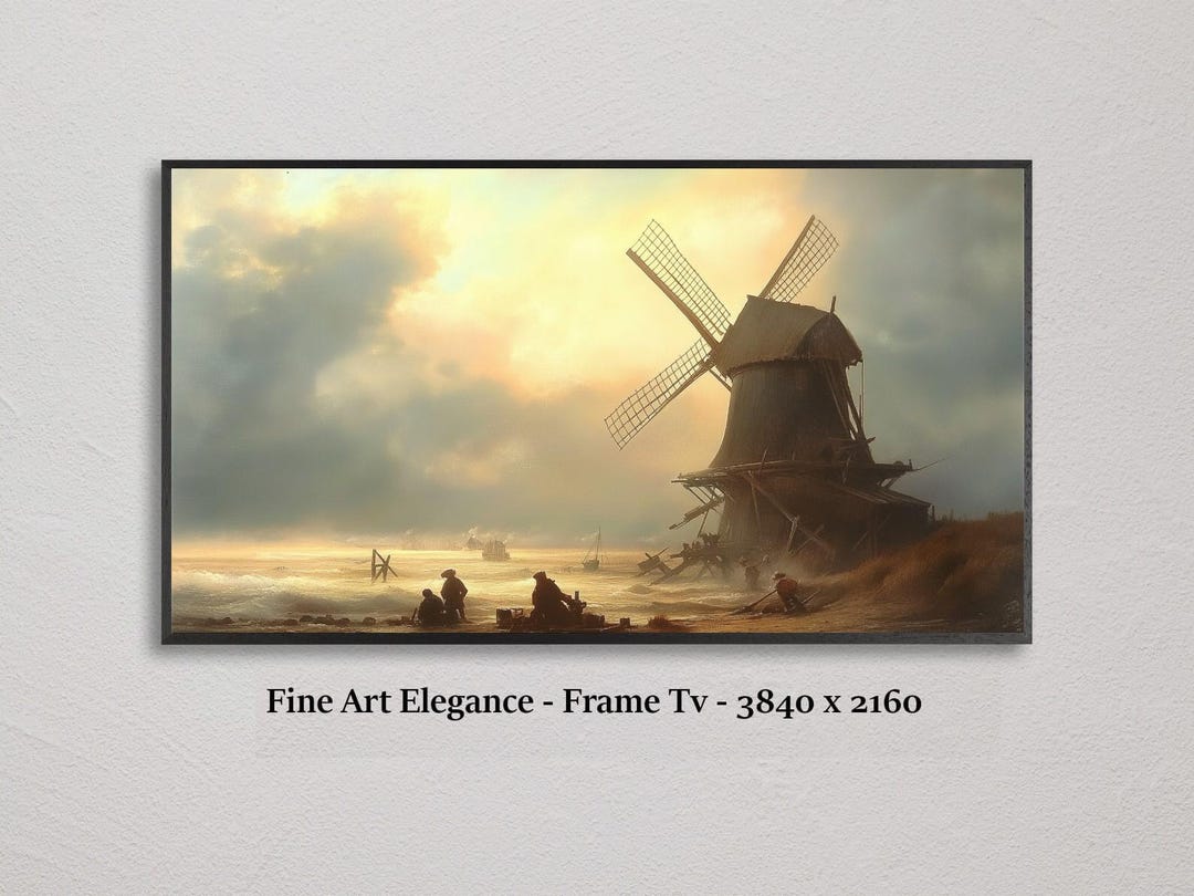 Victorian Windmill TV Frame Art: Seashore Landscape (JPG File ...