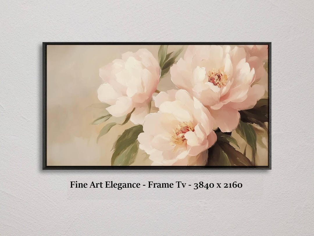 Soft Pink Peonies, Oil Painting, Flowers, Impressionism, Tv Frame Art ...