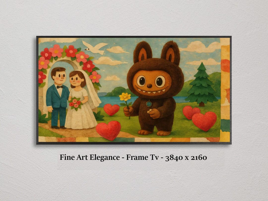Labubu , on a Wedding, Tv Frame Art, Television Picture Frame, Canvas ...