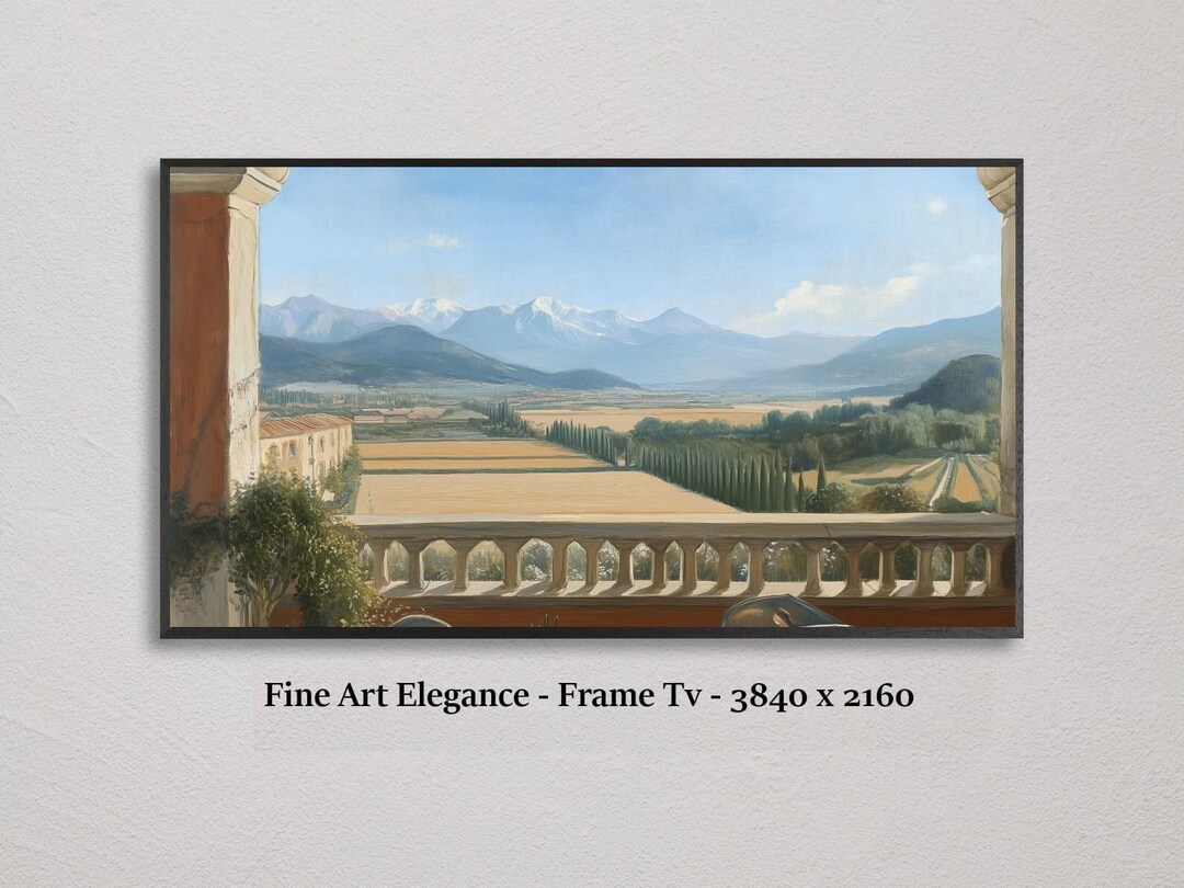 Tuscany Balcony View Oil Painting - Baroque TV Frame Art (JPG File) - Etsy