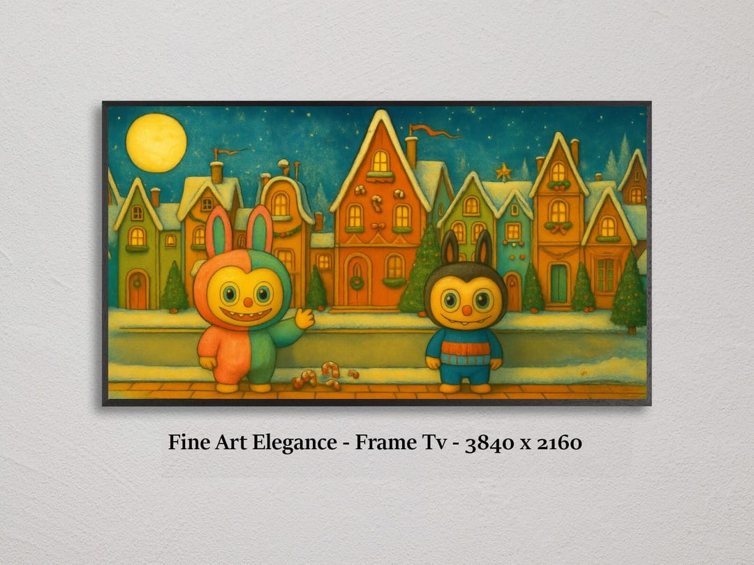 Labubu Christmas Gingerbread House TV Frame Art (JPG File) - Etsy