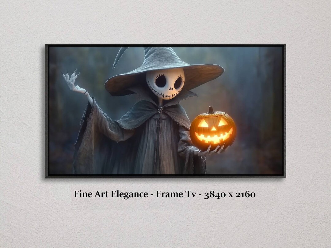 Jack Skellington Halloween Art: Wizard Hat Pumpkin TV Frame (JPG) - Etsy