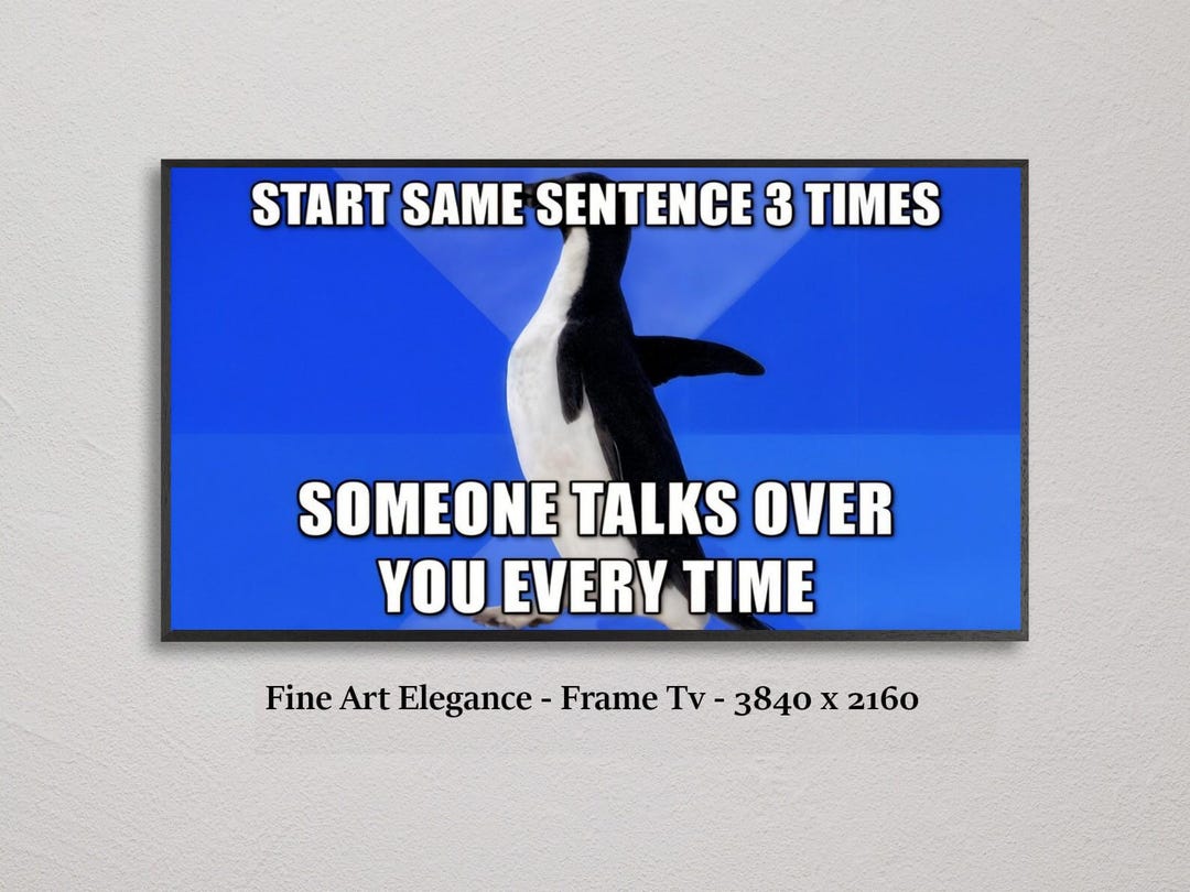 Socially Awkward Penguin Meme, TV Frame Art (JPG) - Etsy