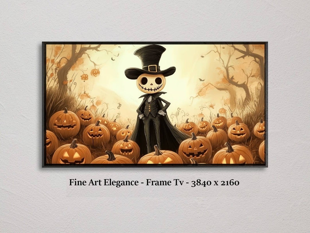 Jack Skellington in A Pumpkin Field, Halloween, Black Top Hat, Tv Frame ...