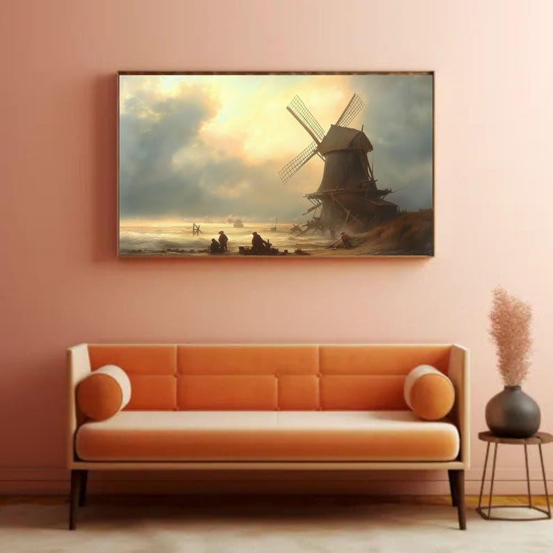 Victorian Windmill TV Frame Art: Seashore Landscape (JPG File ...