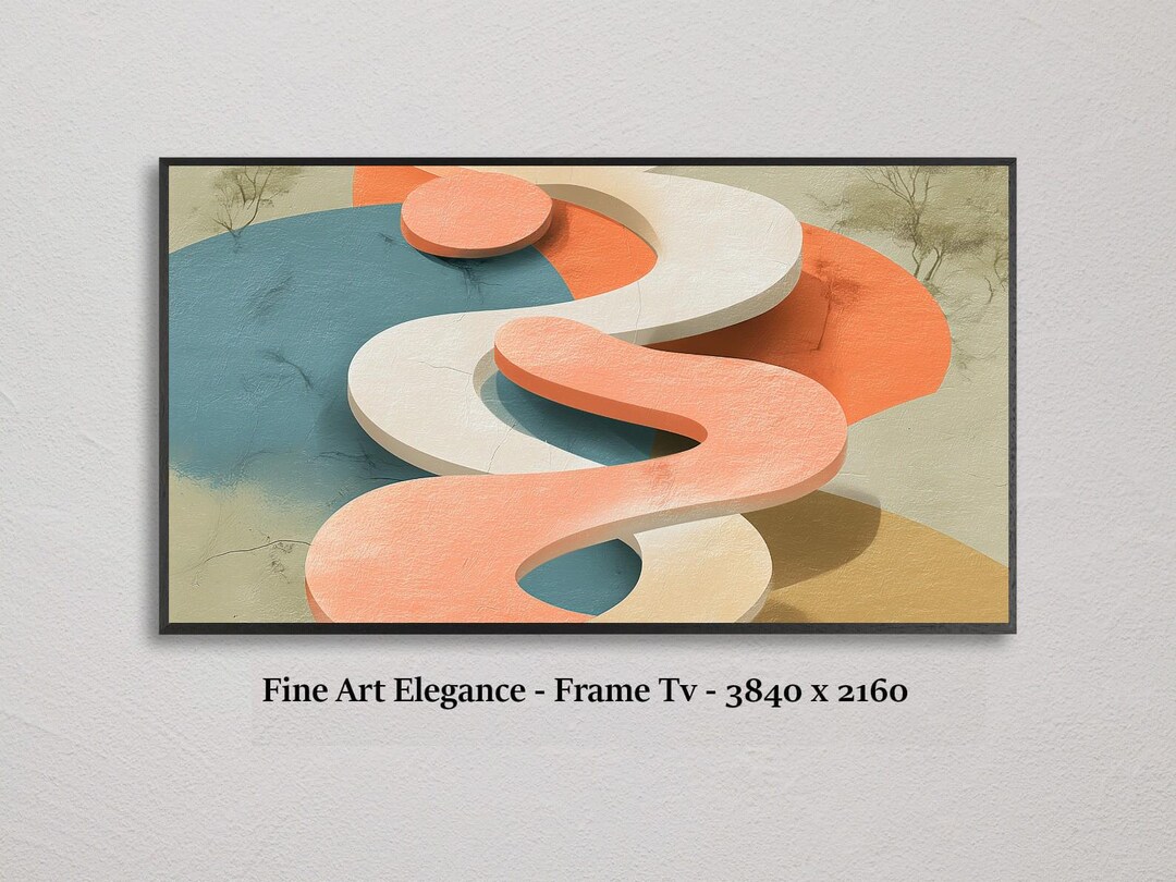 Curved Lines Rounded Edges, Abstract Painting, Tv Frame Art, Television ...