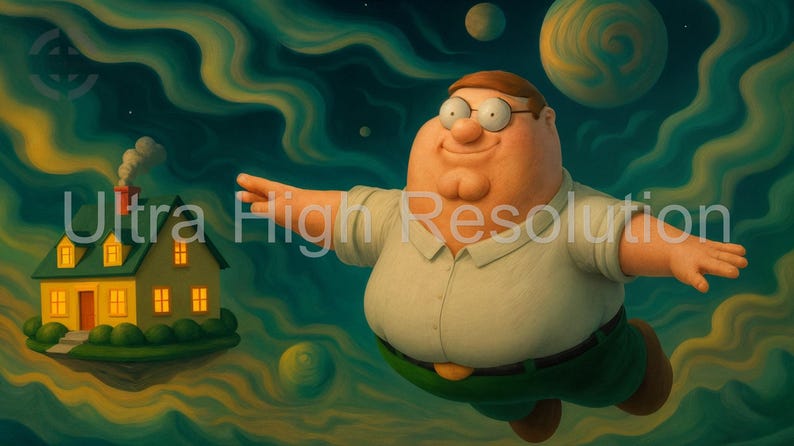 Peter Griffin Floating House TV Frame Art (digital Download) - Etsy