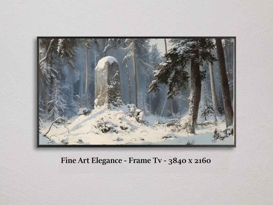 Winter Forest Monolith Oil Painting: Samsung Frame TV Art (JPG) - Etsy
