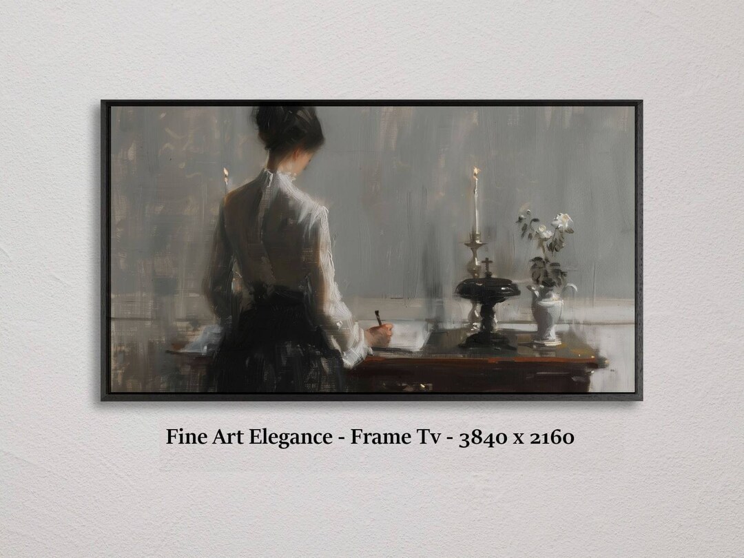 Tv Frame Art, Canva, an Elegant Woman, Oil Painting, Portrait ...