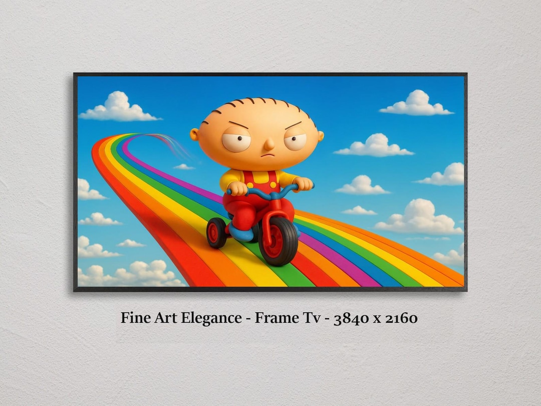 Stewie Griffin TV Frame Art: Family Guy Rainbow Design (digital ...