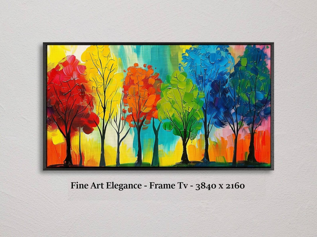 Abstract Brush Strokes, Colorful Trees, Oil Painting, Television ...