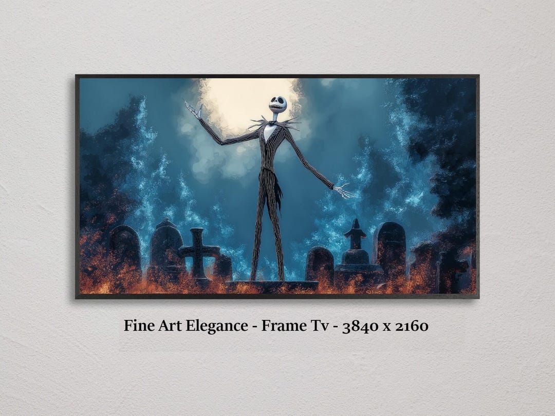 Jack Skellington Halloween TV Frame Art: Tombstones & Fire (JPG) - Etsy