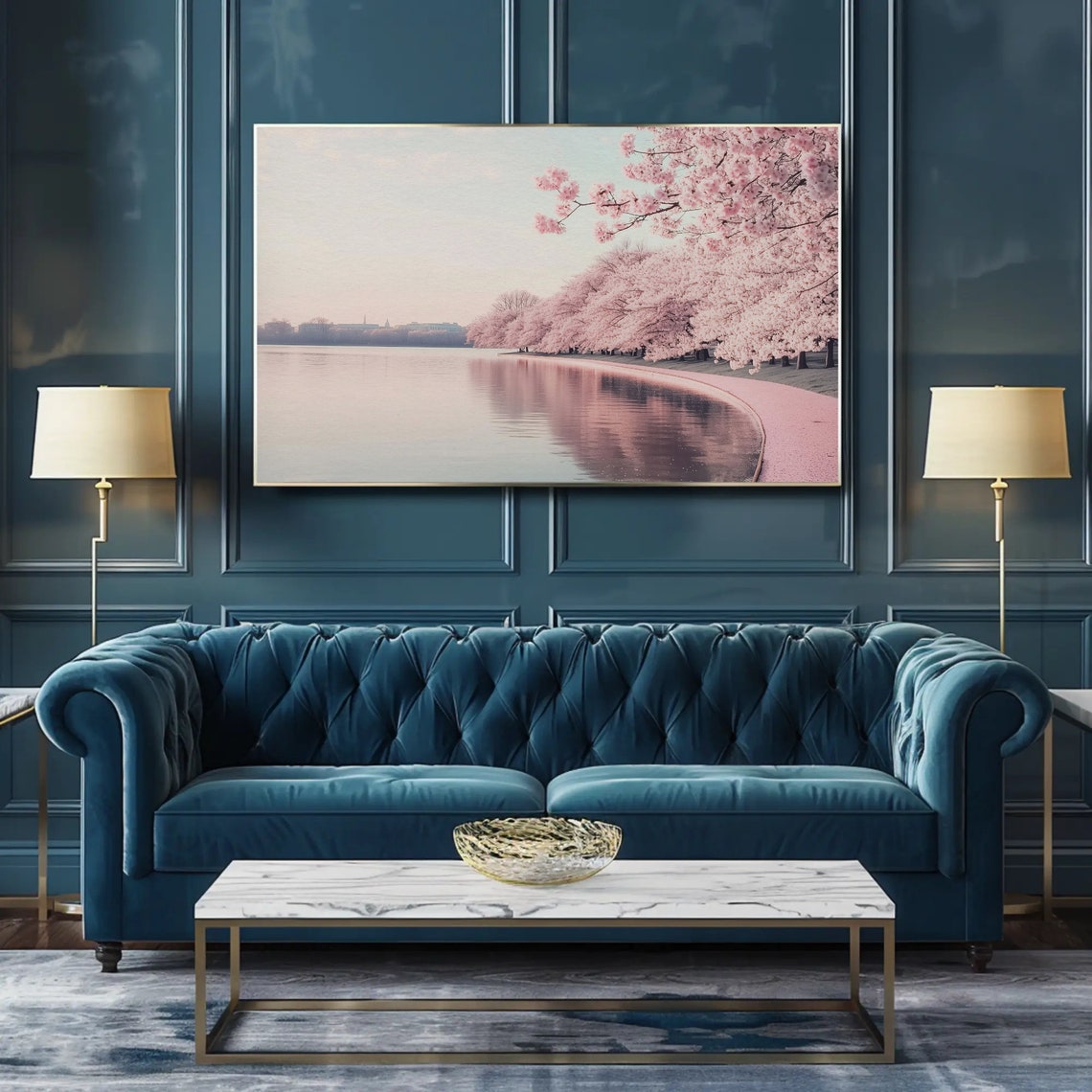 Tv Frame Art, Canva, Cherry Blossom Trees, Elegant Pink Path ...