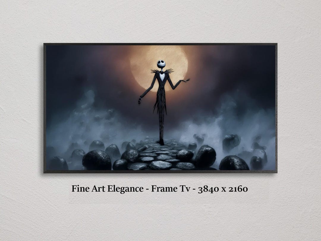 Jack Skellington TV Frame Art, Old Stone Road, Moonlight (JPG File) - Etsy