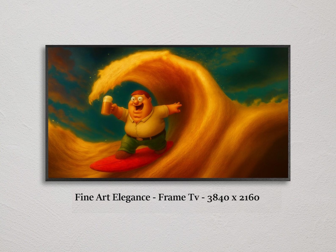 Peter Griffin Surfing Beer Wave, Family Guy TV Frame Art (digital ...