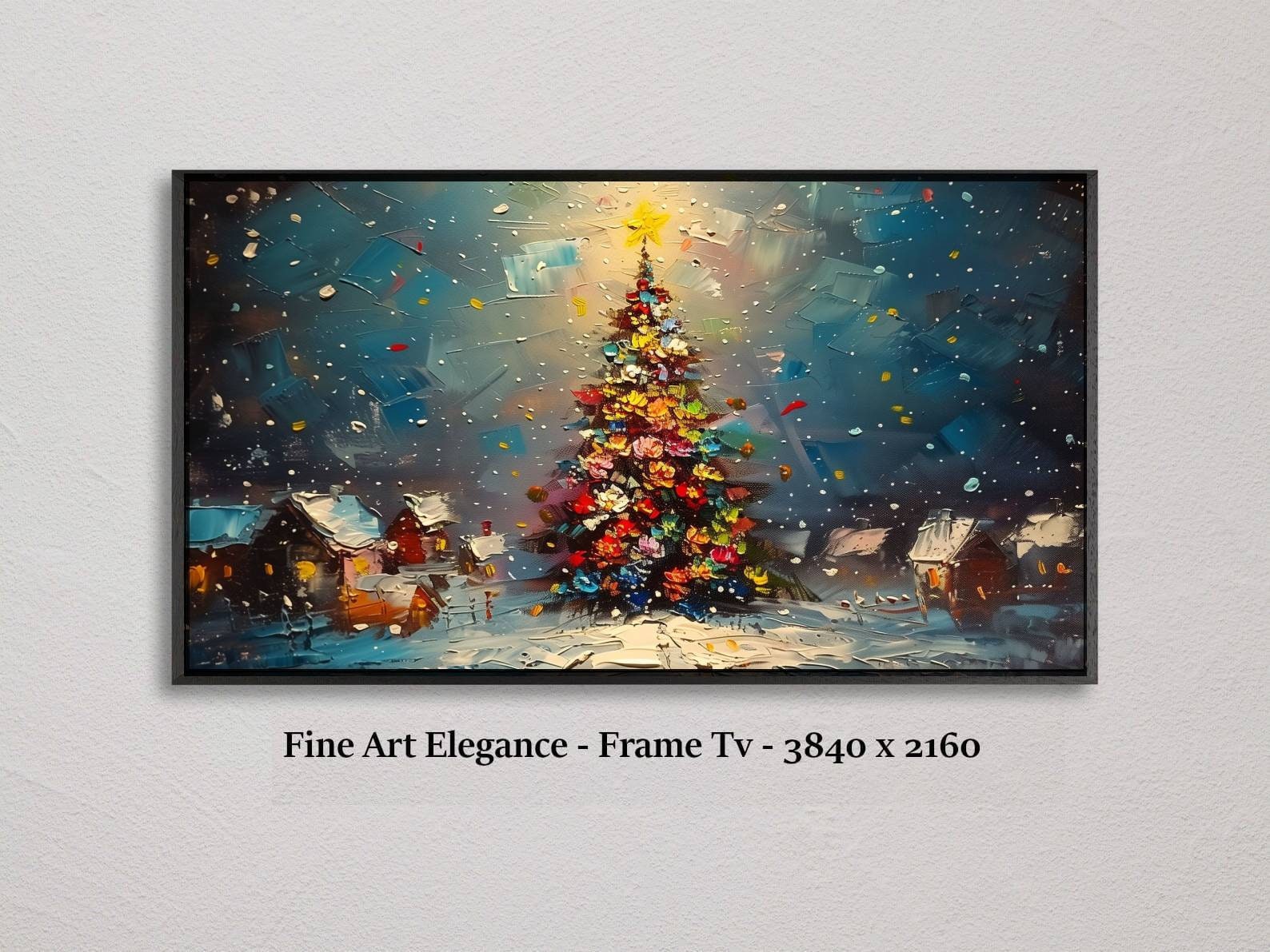 Christmas Tree, Oil Painting, Colorful, Television Picture Frame ...