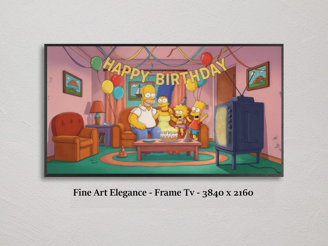 Happy Birthday, the Simpsons Family , Tv Frame Art, Television Picture ...
