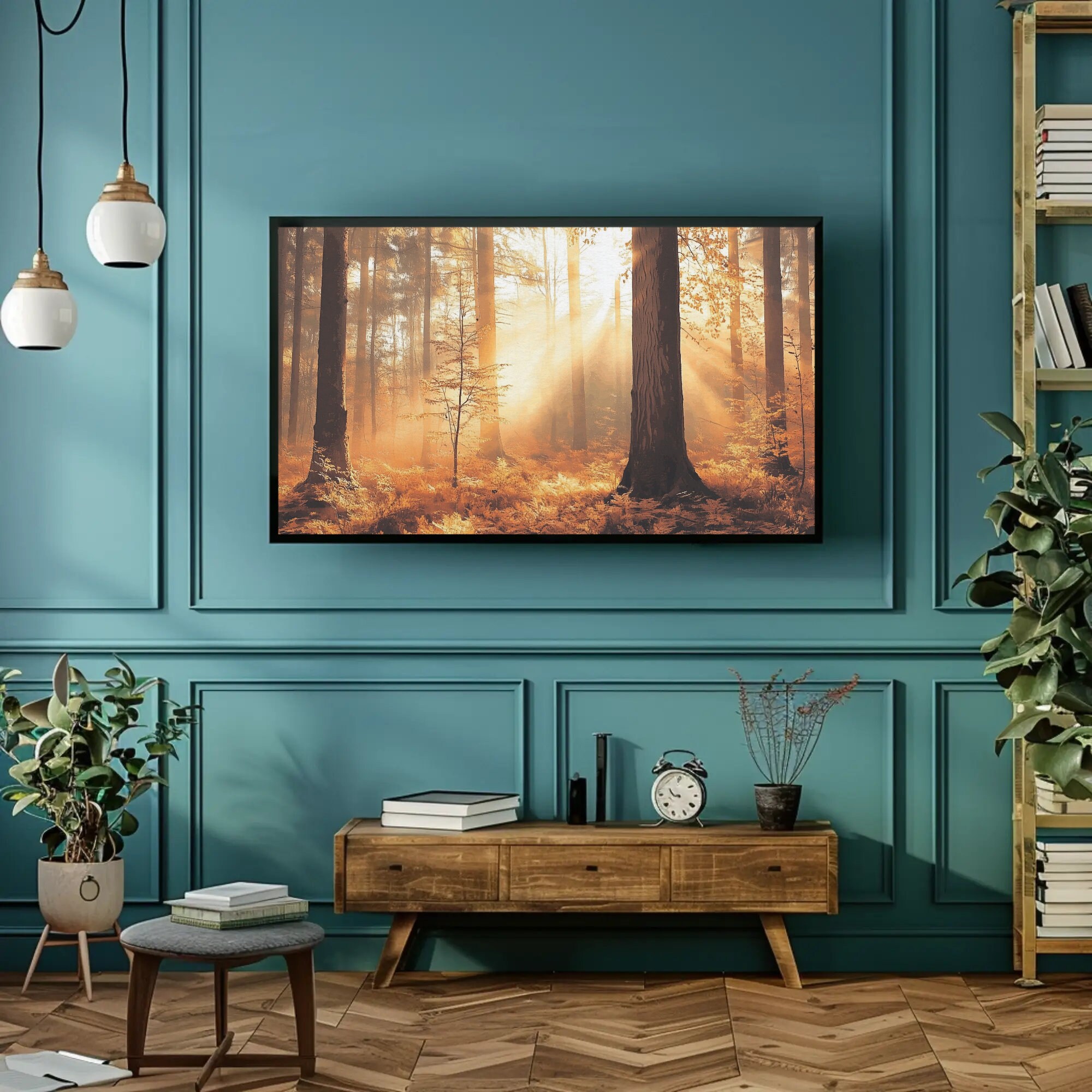 Tv Frame Art, Canva, Colors of Autumn, Forest, Landscape, Sunset ...