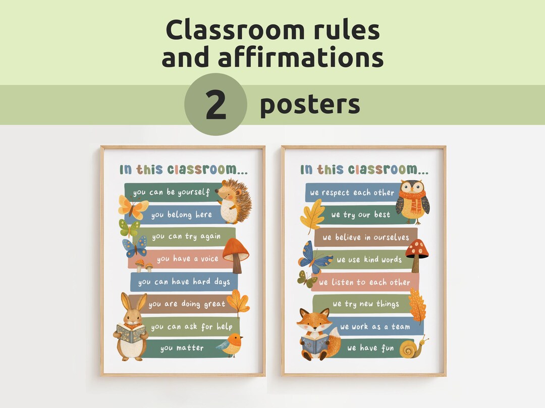 Classroom Rules and Affirmations Posters | Positive School Rules Prints ...