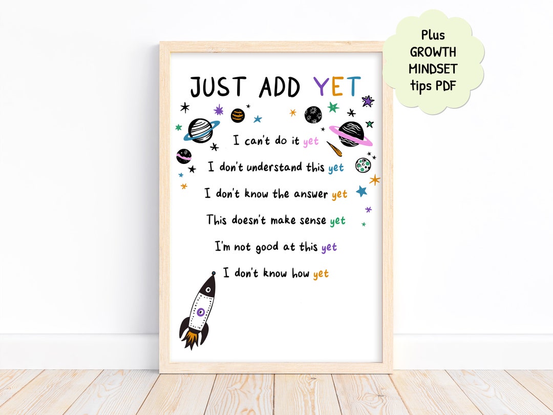 Just Add yet Poster | Motivational Growth Mindset Print for School ...