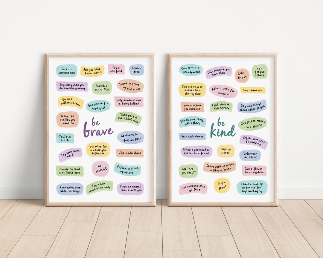 Acts of Kindness and Bravery Posters | Be Kind and Be Brave Prints for ...