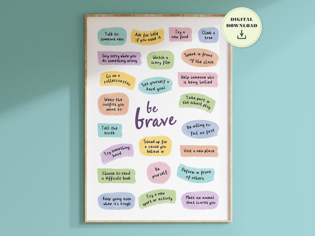 Acts of Bravery Poster | Ways to Show Courage Print for Kids - Etsy