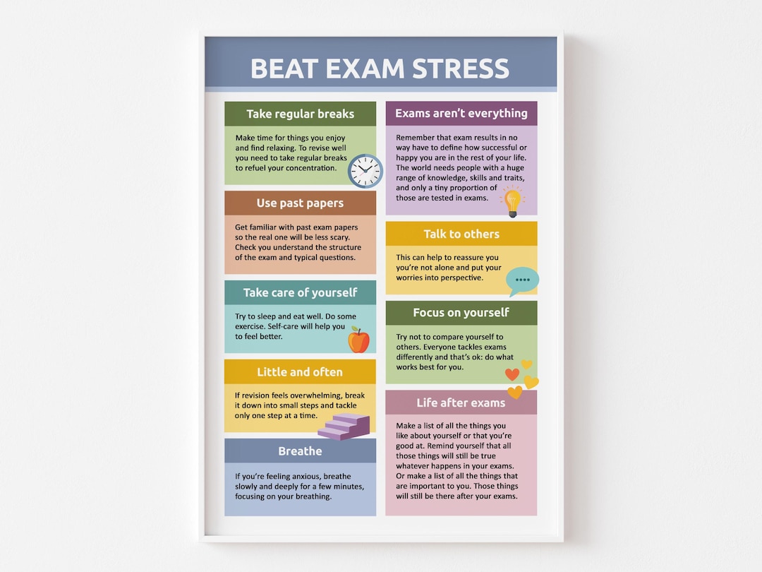 Beat Exam Stress Poster | Top Tips for Students Facing Exam Stress or ...