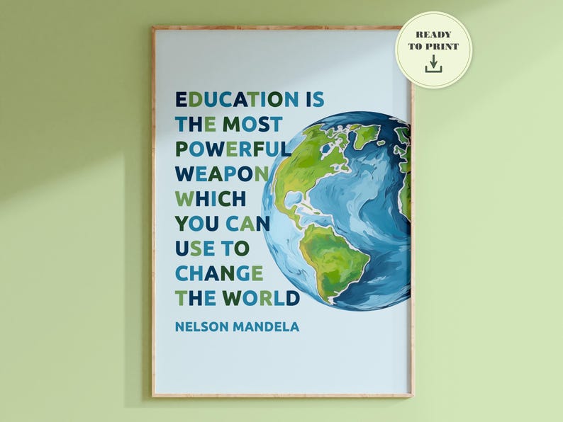 Nelson Mandela Quote Poster | Inspirational Educational Print for ...