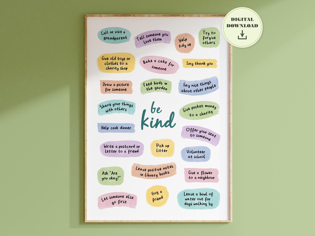 Acts of Kindness Poster | Kindness Matters Print for Kids - Etsy