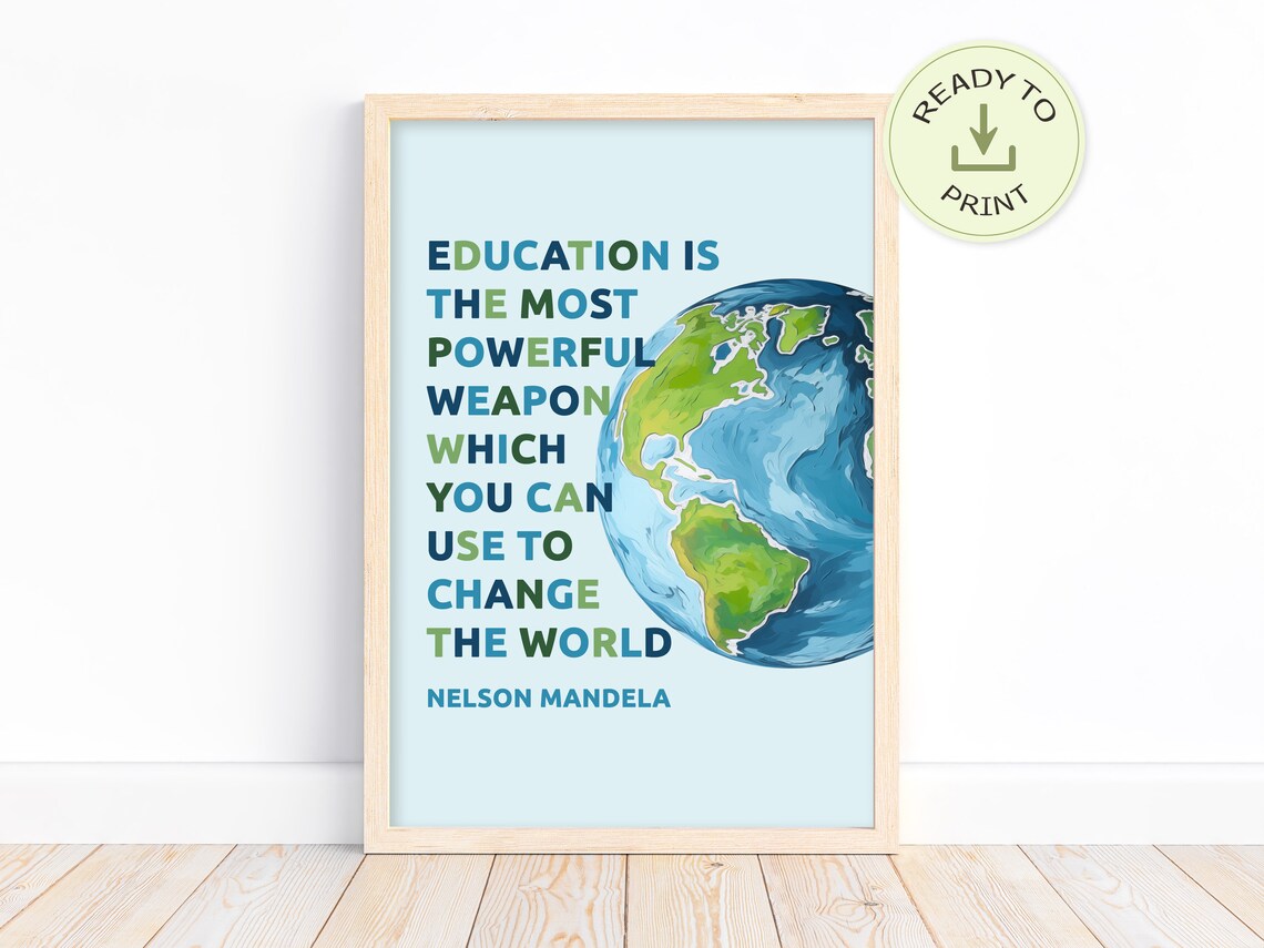 Nelson Mandela Quote Poster Inspirational Print for School Classroom or ...