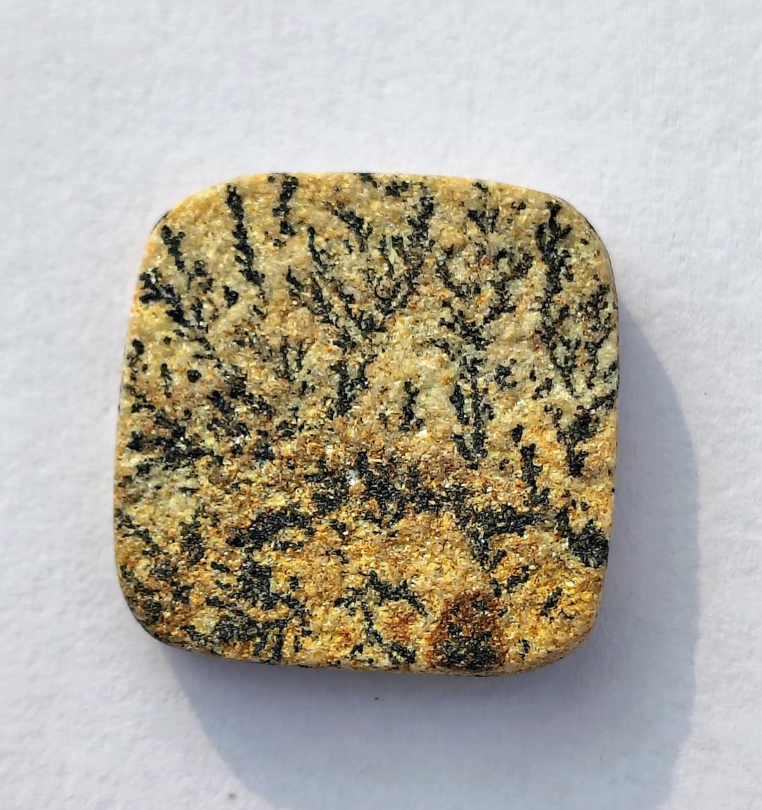 Psilomelane Dendritic Square, Limestone, Leaf Pattern, for Jewelry ...