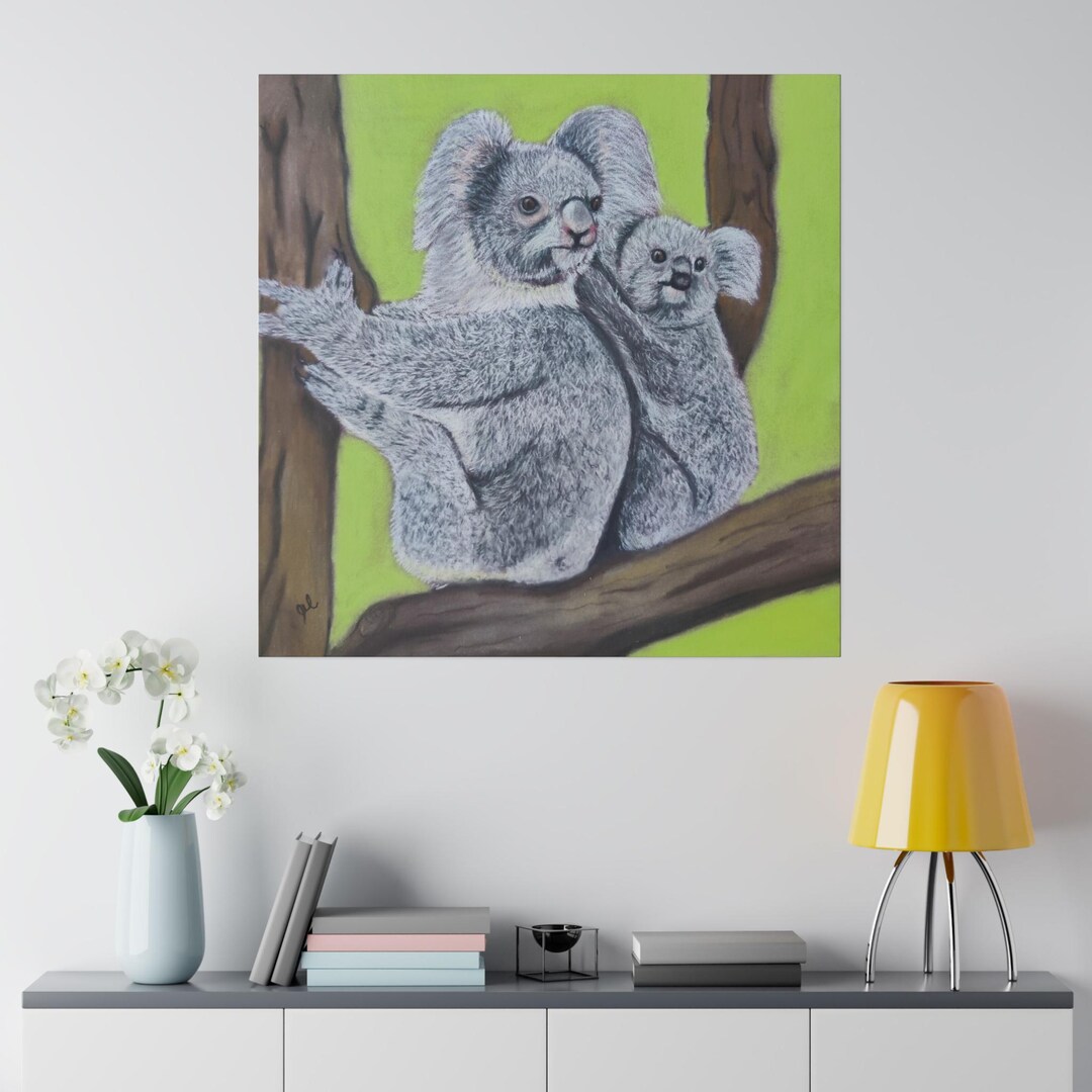 Koala Canvas Print – Mom and Baby Koala Art, Australian Animal Decor ...