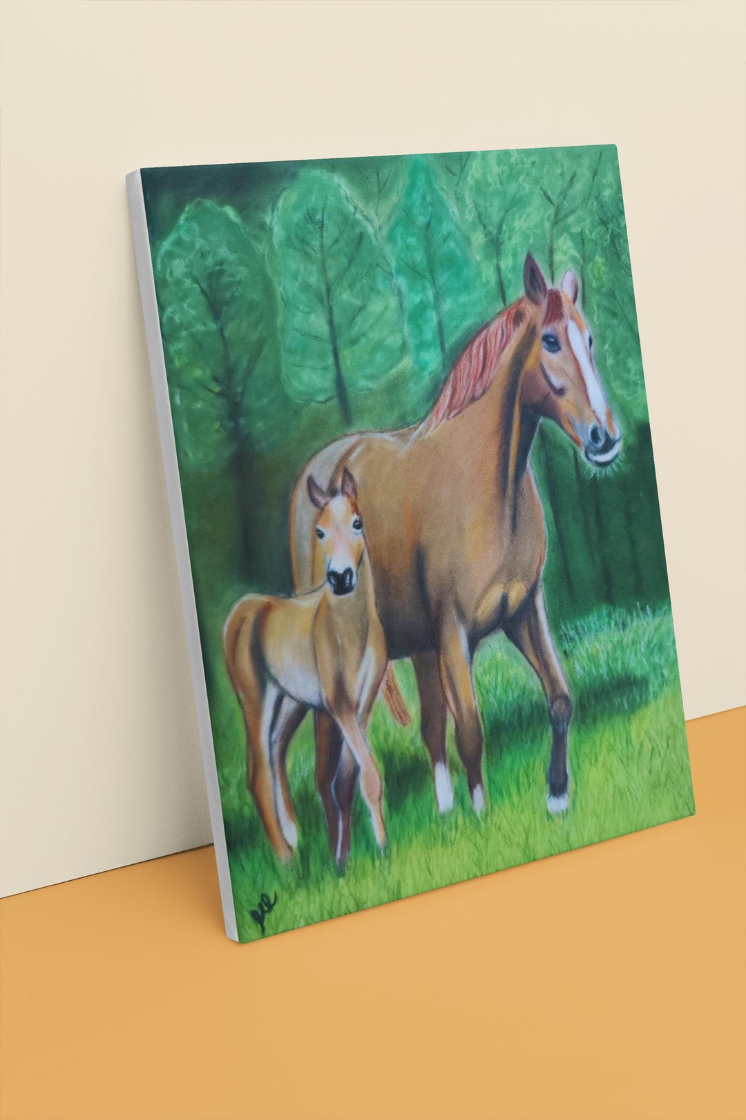 Mom and Baby Horse Canvas Wall Art – Cute Nursery Wall Art, Horse Room ...