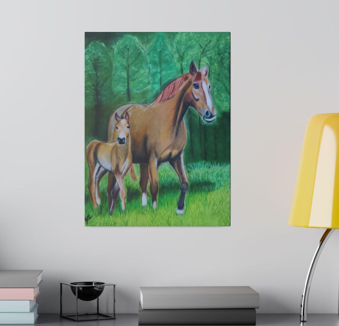 Mom and Baby Horse Canvas Wall Art-print From Original Artwork, Wild ...