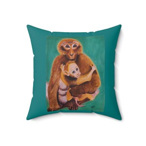 Mom and Baby Monkey Pillow -print From Original,pillow for Couch,dark ...