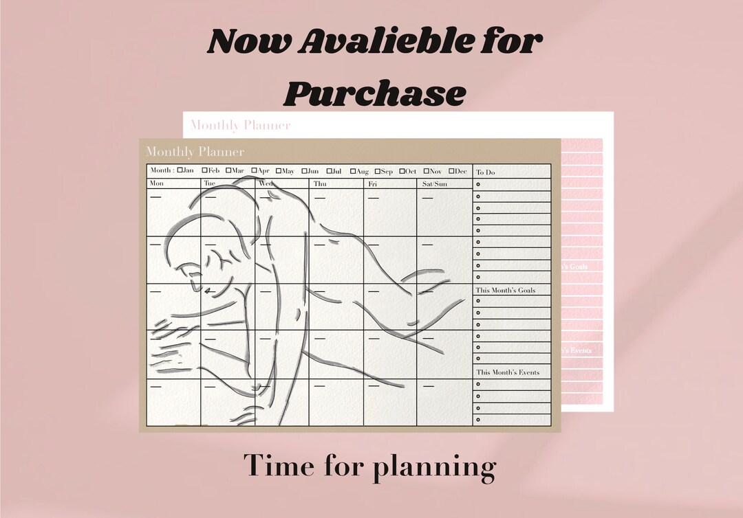 Digital Male Art Beige Monthly Planner: Organize Your Life W/ Printable ...