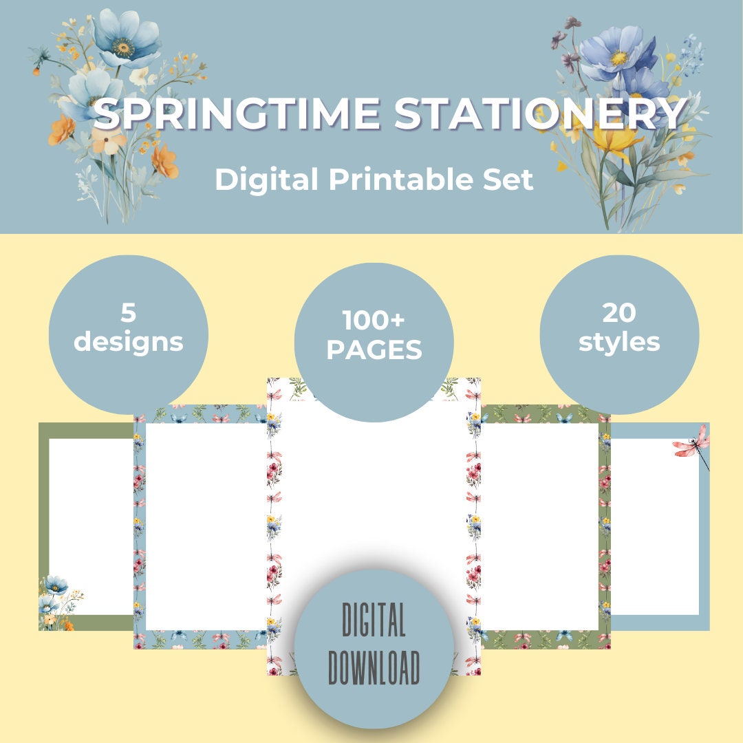 Spring Stationery Set | Digital Printable - Etsy