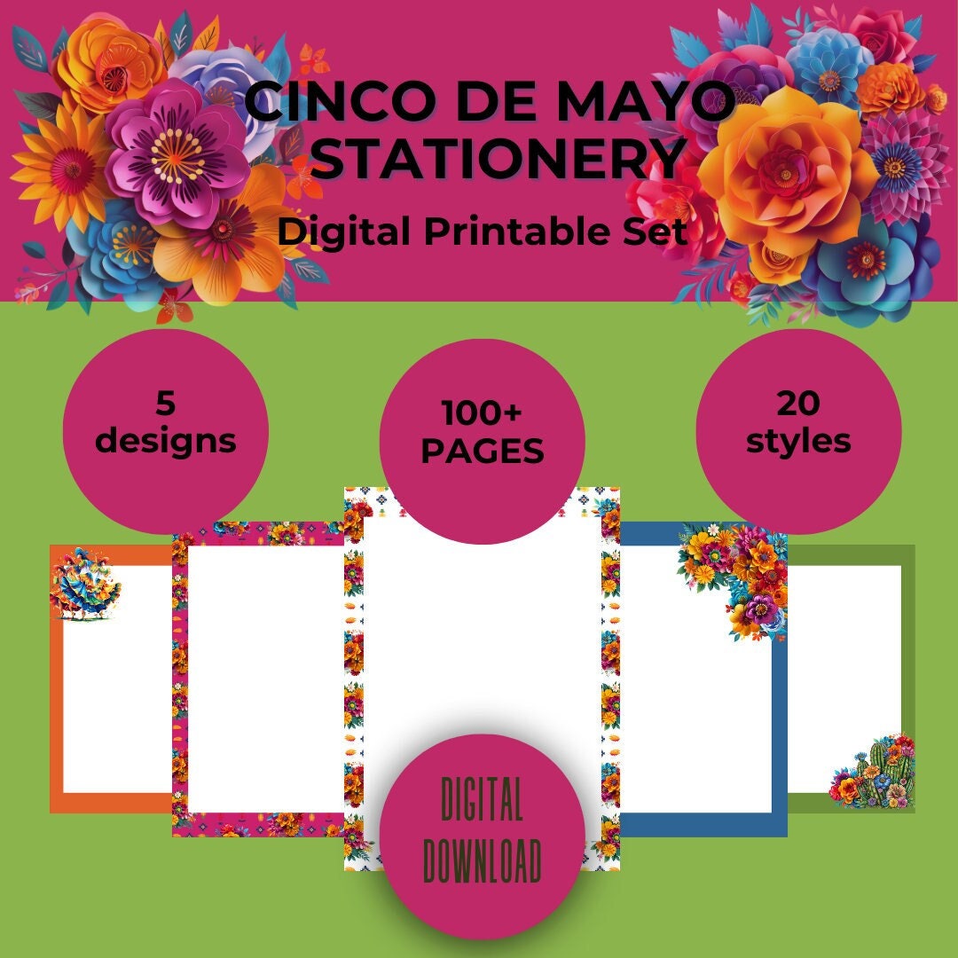 Cinco De Mayo Stationery Set | Digital Printable - Etsy