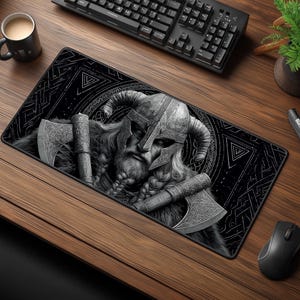 Viking Desk Mat - Nordic Warrior Mouse Pad - Norse Mythology Desk Decor ...