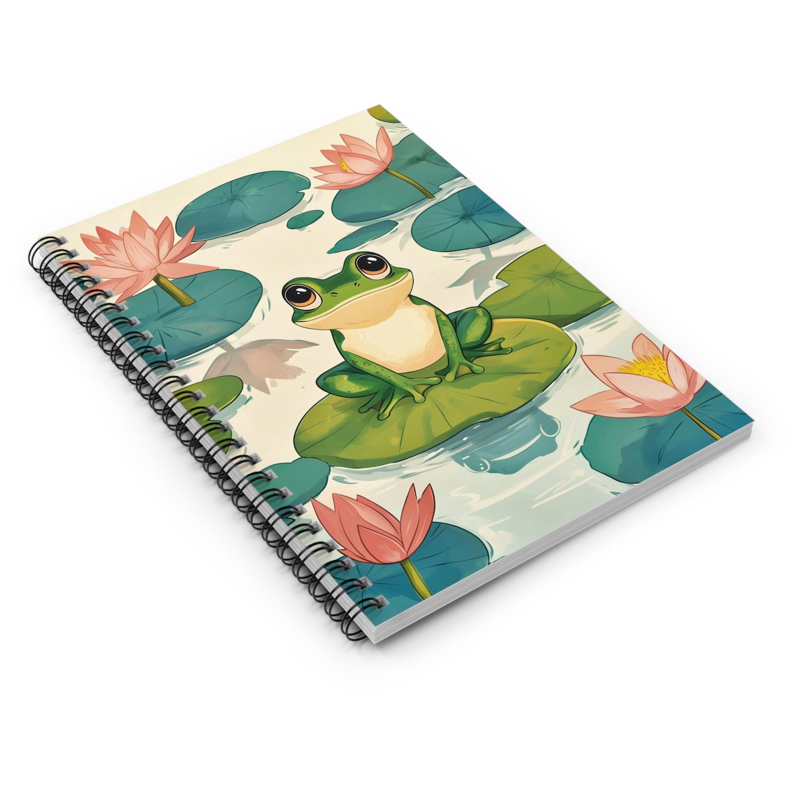 Lily Pond Frog Spiral Bound Notebook - Ruled Line - Cute Kawaii ...